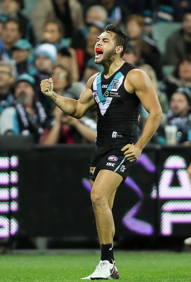 Port Adelaide forward in hot water after crashing into four cars
