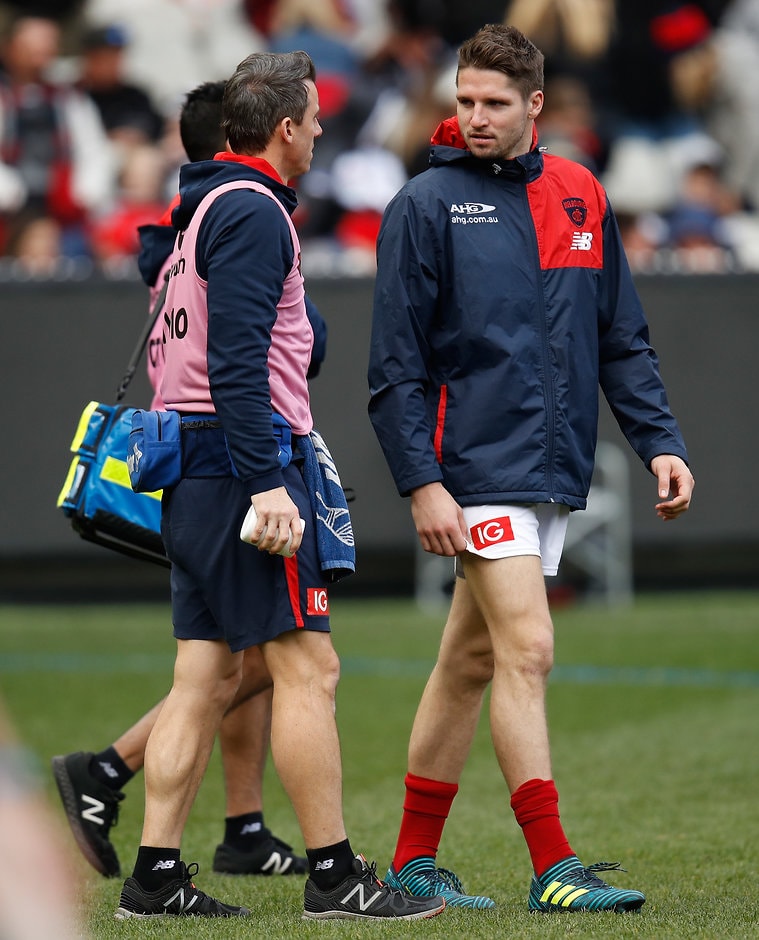 Hogan done for day with hamstring injury