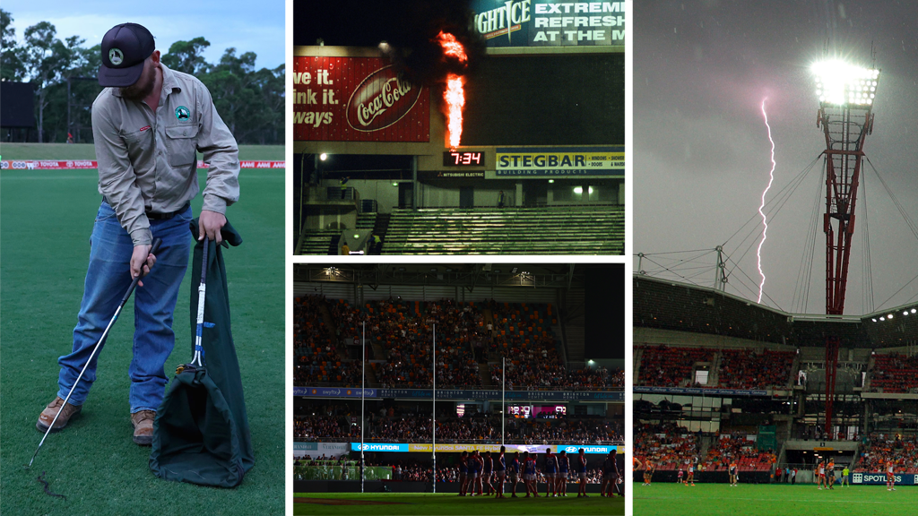 Snakes, storms, fires, more: Nine weird footy interruptions