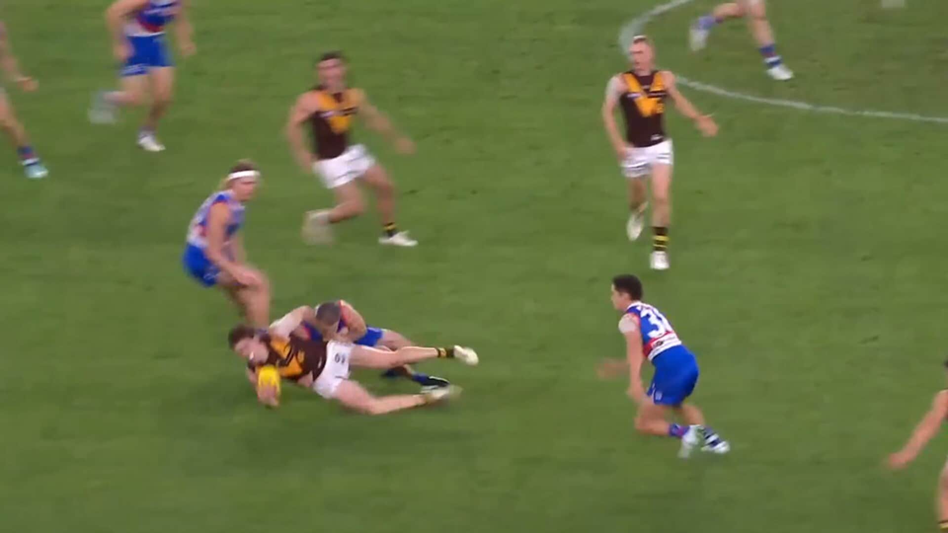 AFL example of dangerous tackles from 2024
