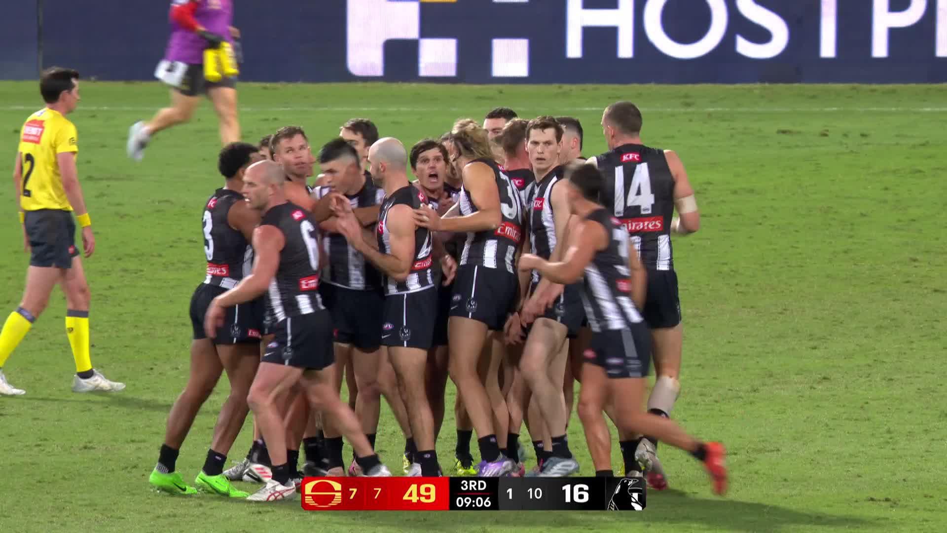 Pies go wild after finally landing first goal in third term
