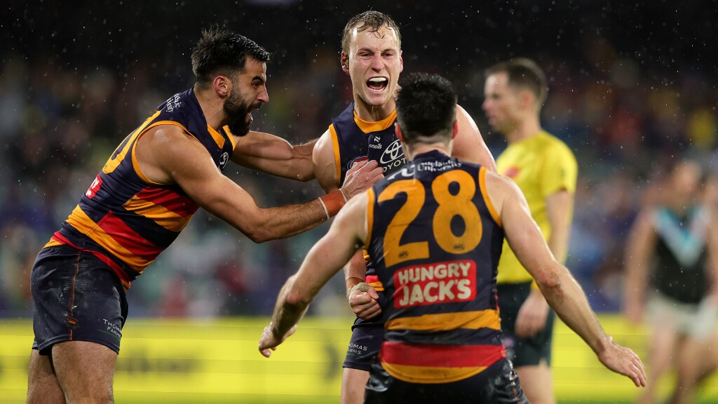 Skipper Dawson hits it pure as Crows faithful erupt