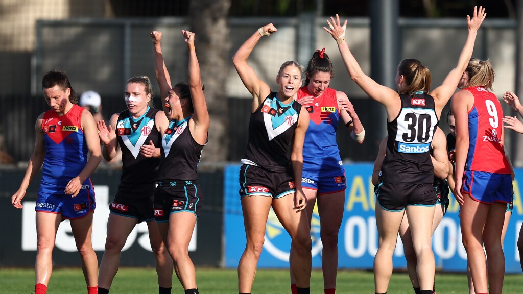 AFLW last two mins: Demon's shot bounces wide as Power hold on