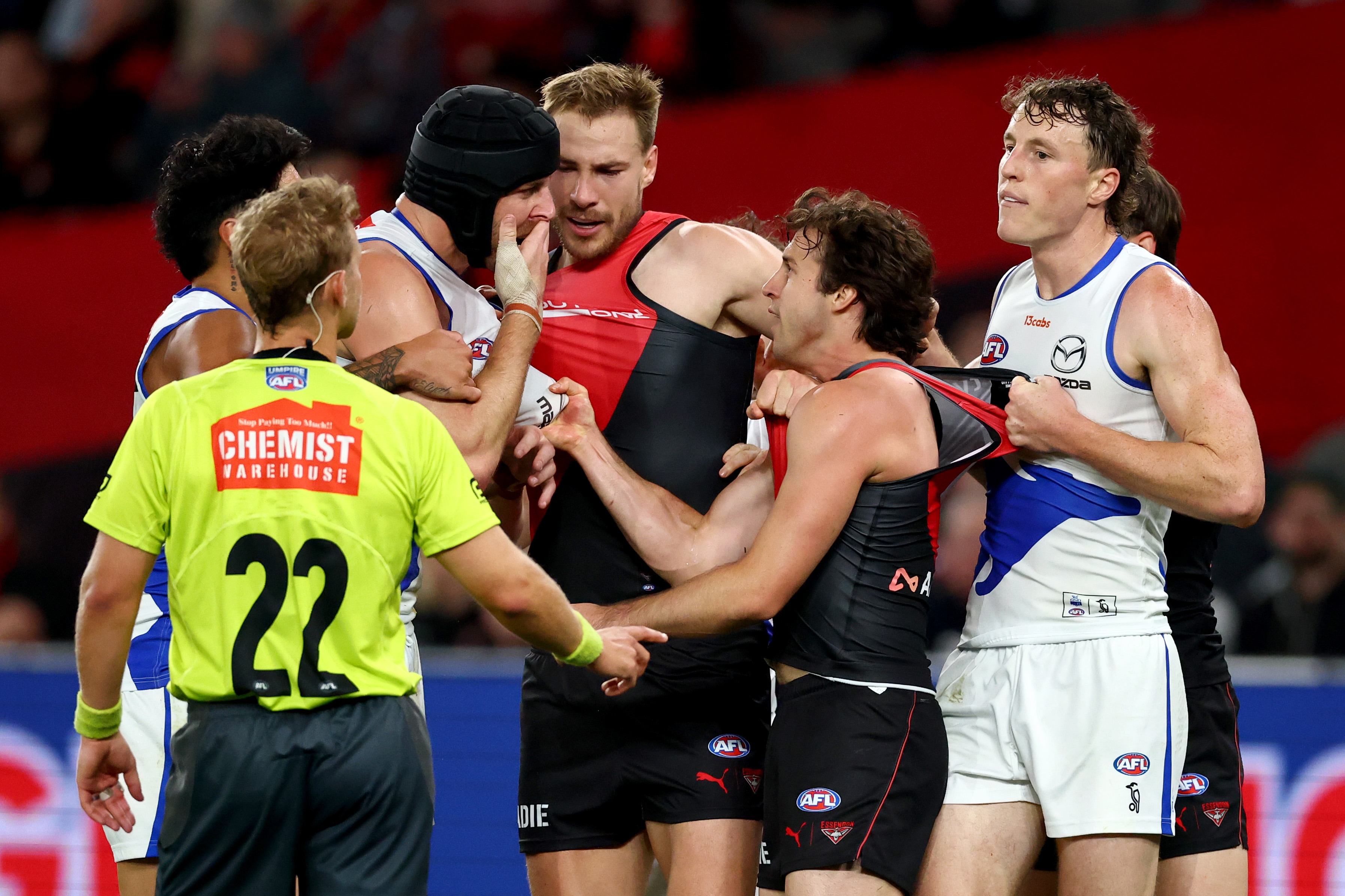 WATCH: Roos big man under fire after bizarre blood-wiping incident