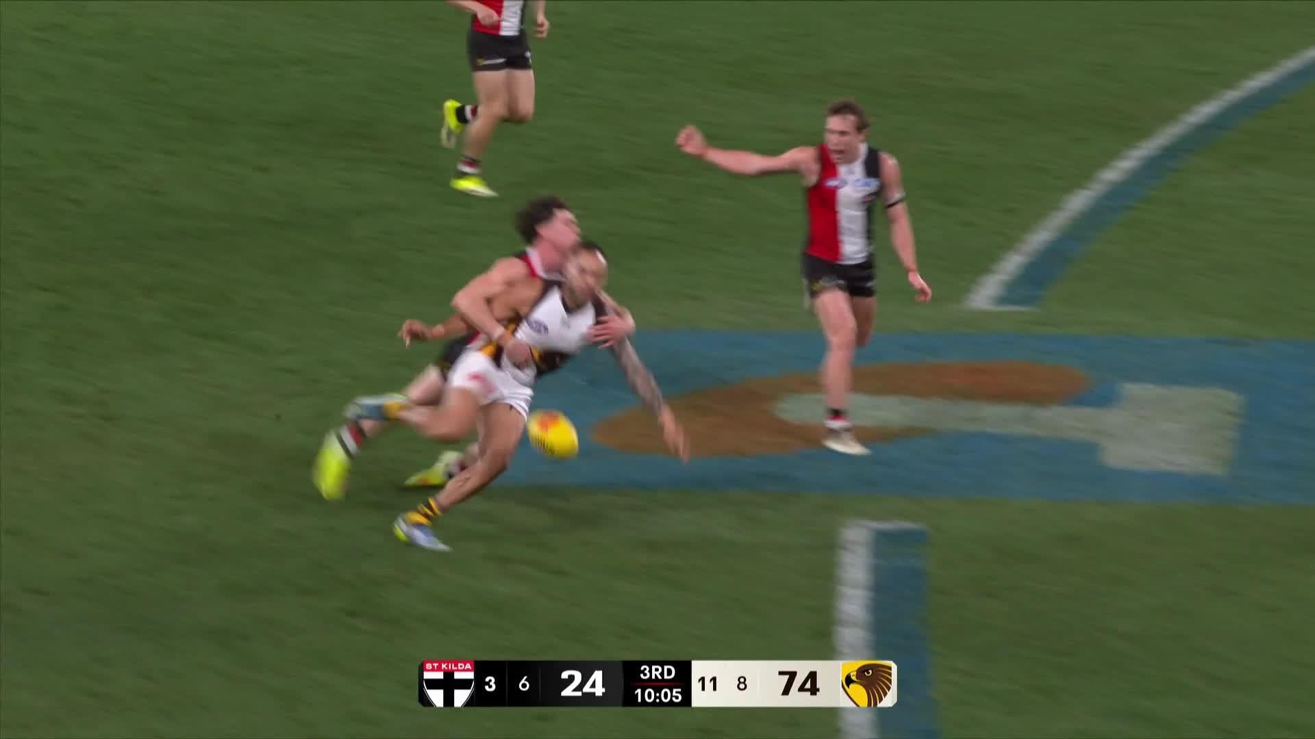 ‘Showing his teammates how to do it’: Saint sticks two monster tackles
