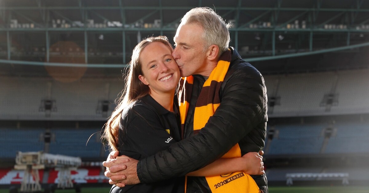'I love watching': Dad Damien's praise as young Hawthorn Hawks Jasmine ...