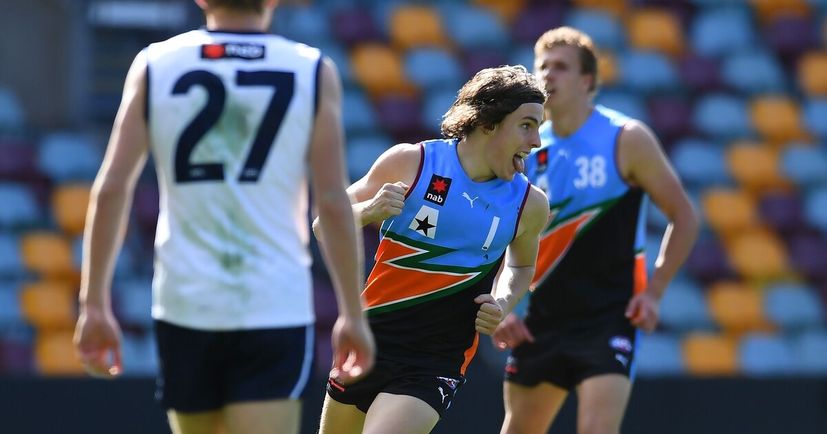 Matching it with the best: The Tasmanian forward, Brandon Leary, flying ...