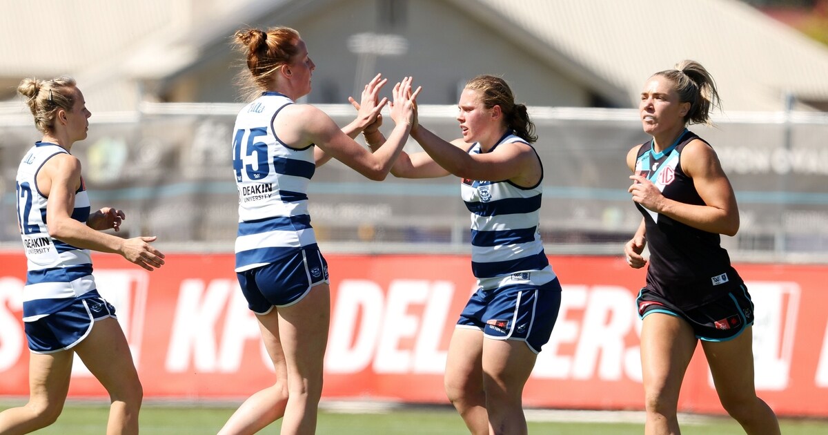 Chloe Scheer delight as Geelong Cats turn off the Port Adelaide Power
